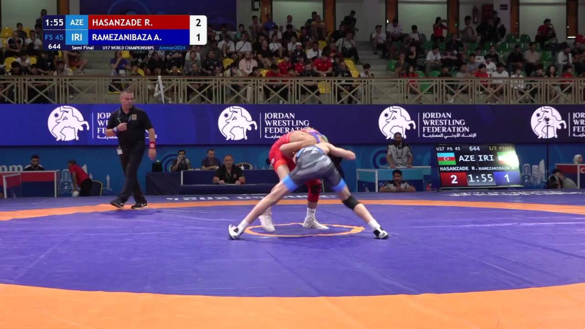 Ravan Vugar HASANZADE (AZE) vs. Amirabbas Aliakbar RAMEZANIBAZARMAHALLEH (IRI) | 2024 U17 World ...