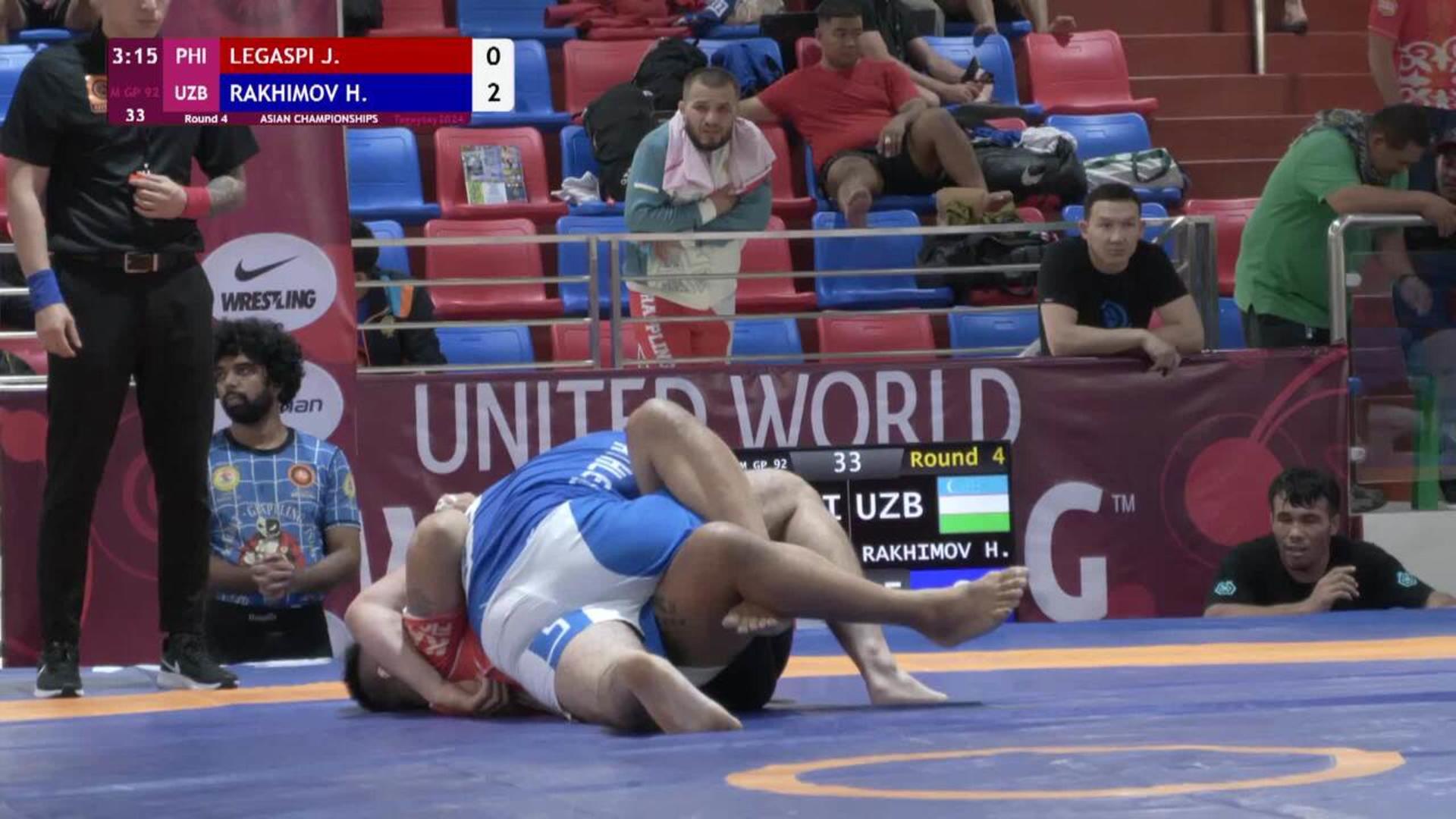 Jerry Anthony LEGASPI (PHI) vs. Husan RAKHIMOV (UZB) | ASIAN CHAMPIONSHIPS 2024 | Round 4 | M GP ...