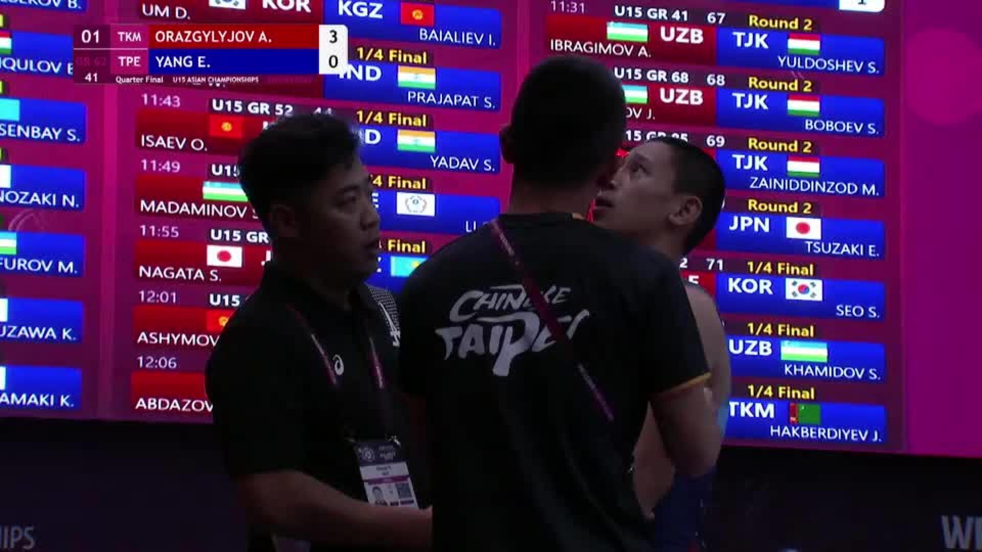 Annagylych ORAZGYLYJOV (TKM) vs. En Jie YANG (TPE) | U15 ASIAN CHAMPIONSHIPS 2025 | Quarter ...