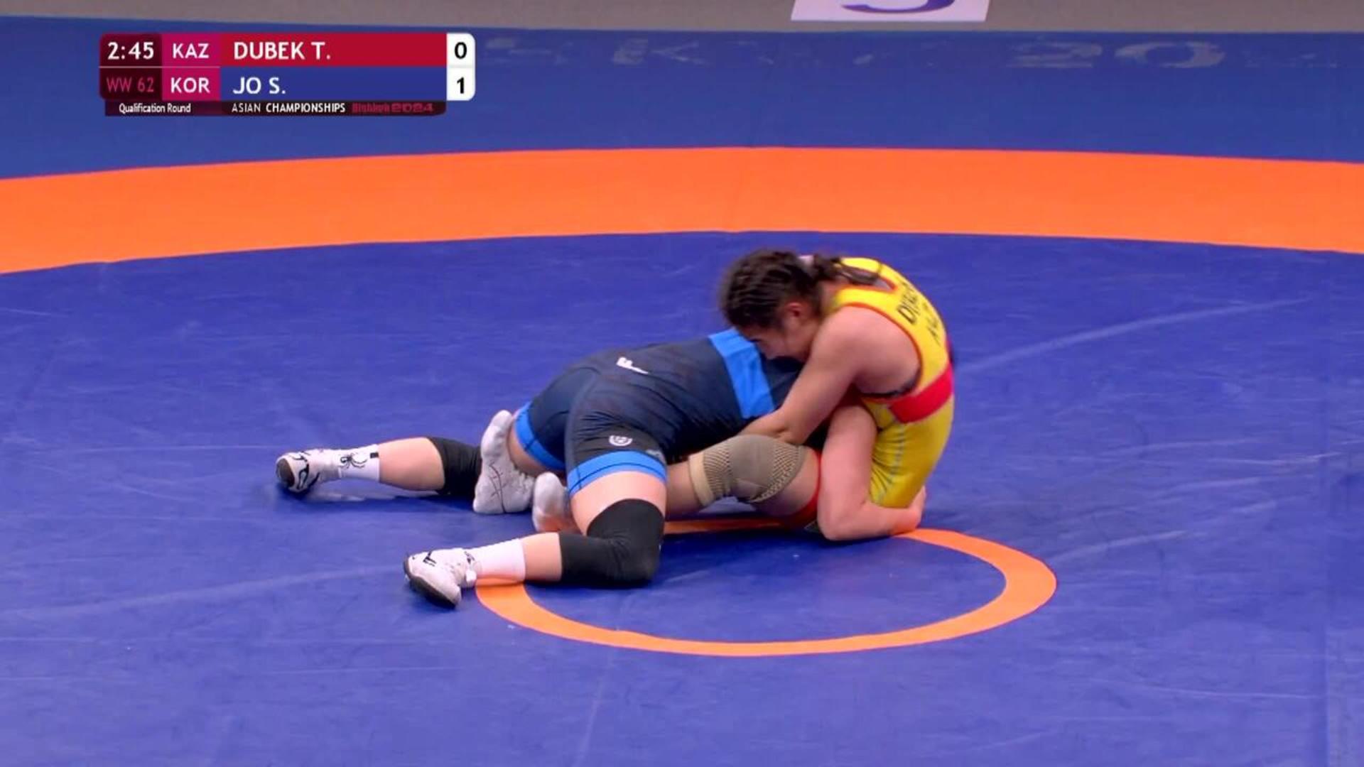 Tynys DUBEK (KAZ) vs. Subeen JO (KOR) | 2024 Seniors Asian Championships | Qualification | WW 62Kg