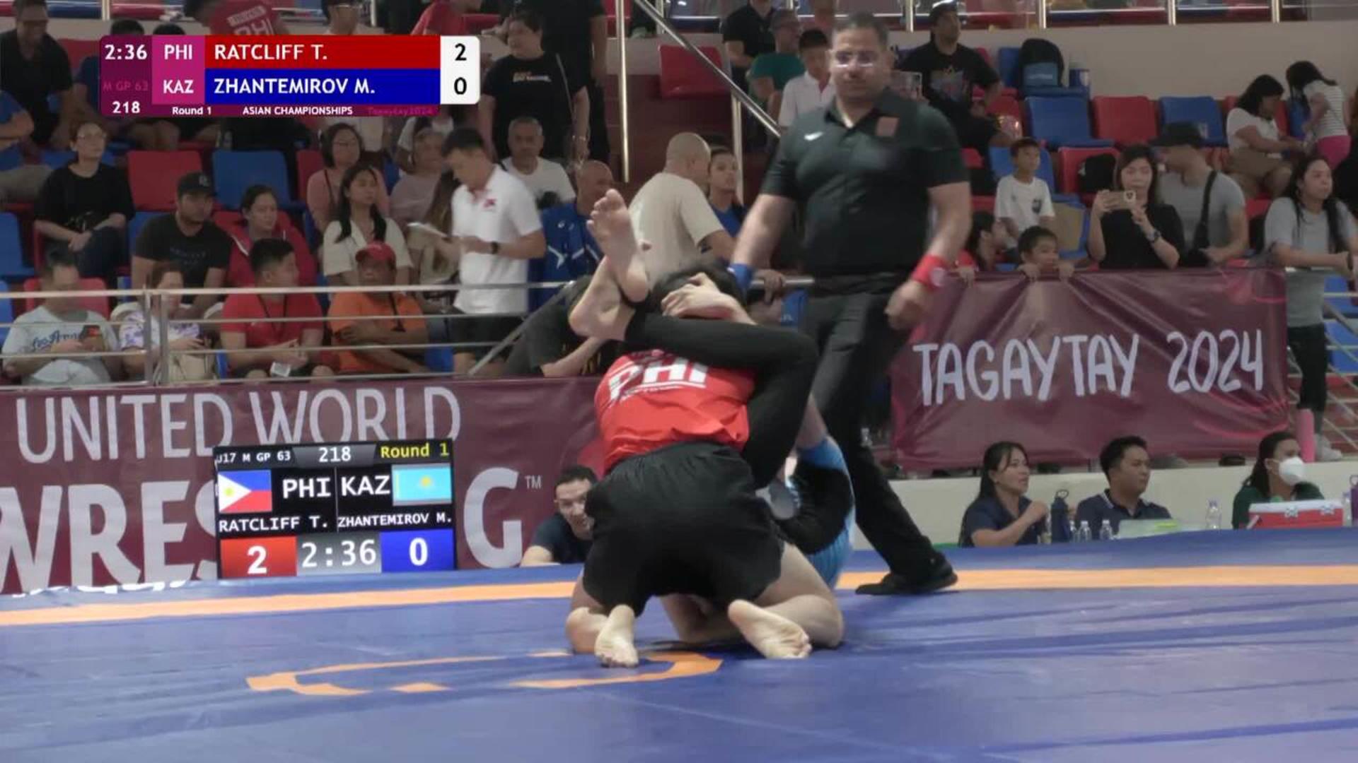 Travis RATCLIFF (PHI) vs. Mansur ZHANTEMIROV (KAZ) | ASIAN CHAMPIONSHIPS 2024 | Round 1 | M GP 63Kg