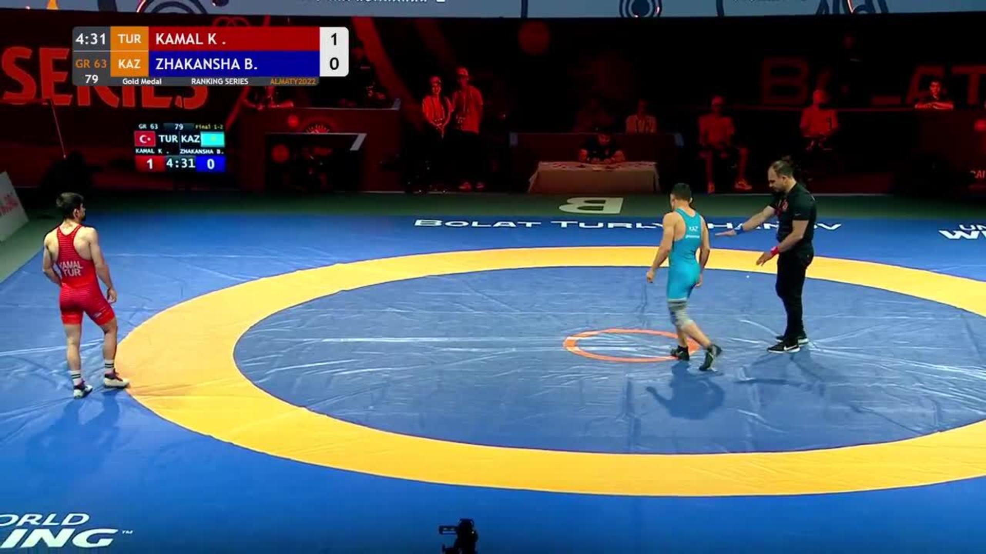 GOLD GR - 63 kg: K. KAMAL (TUR) v. B. ZHAKANSHA (KAZ)