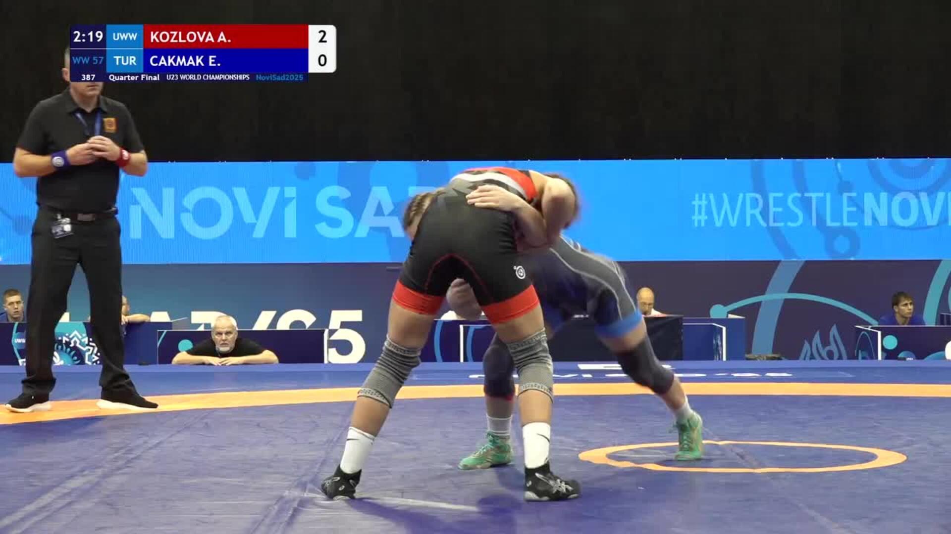 Anastasia KOZLOVA (UWW) vs. Emine CAKMAK (TUR) | U23 WORLD ...