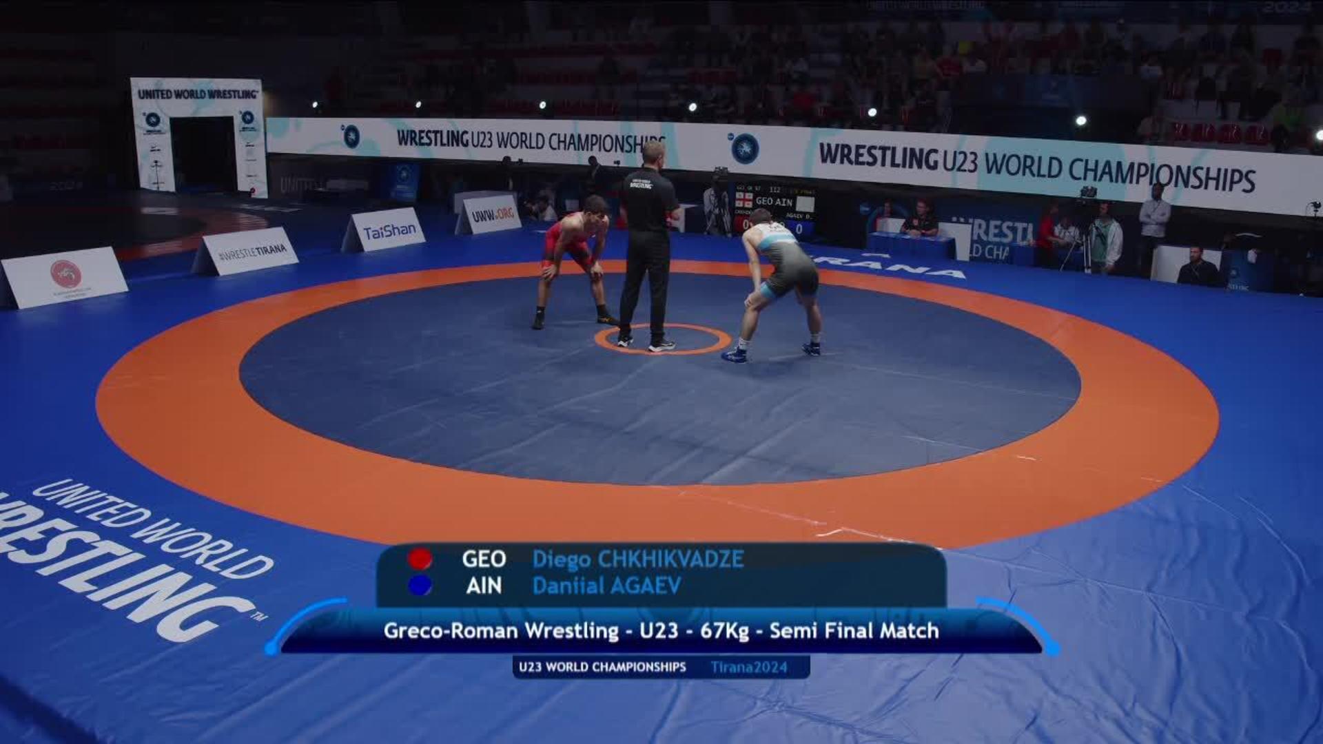 Diego CHKHIKVADZE (GEO) vs. Daniial AGAEV (AIN) | 2024 U23 World ...
