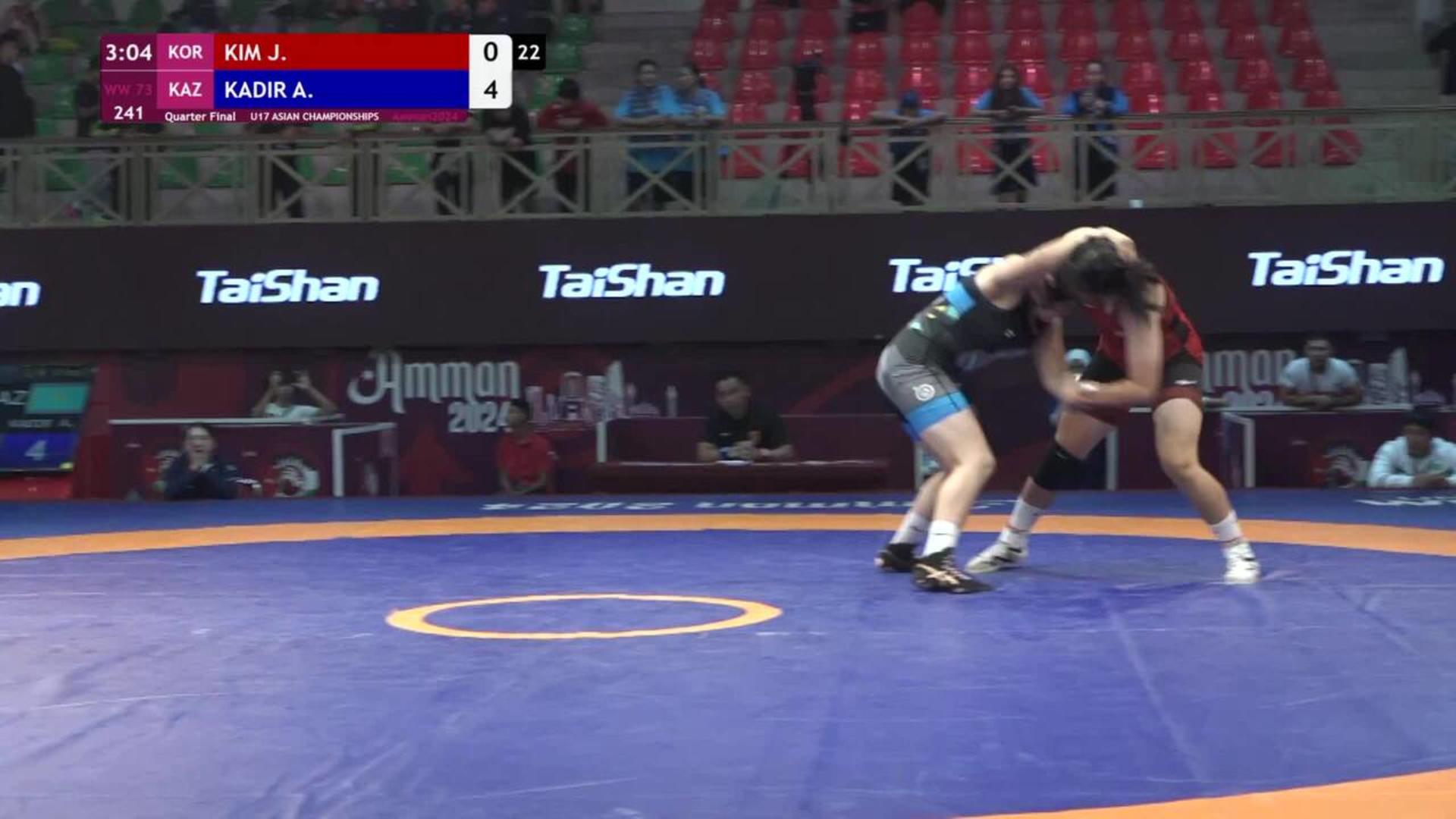 Jiyeon KIM (KOR) vs. Akbota KADIR (KAZ) | U17 ASIAN CHAMPIONSHIPS 2024 | Quarter Final | WW 73Kg