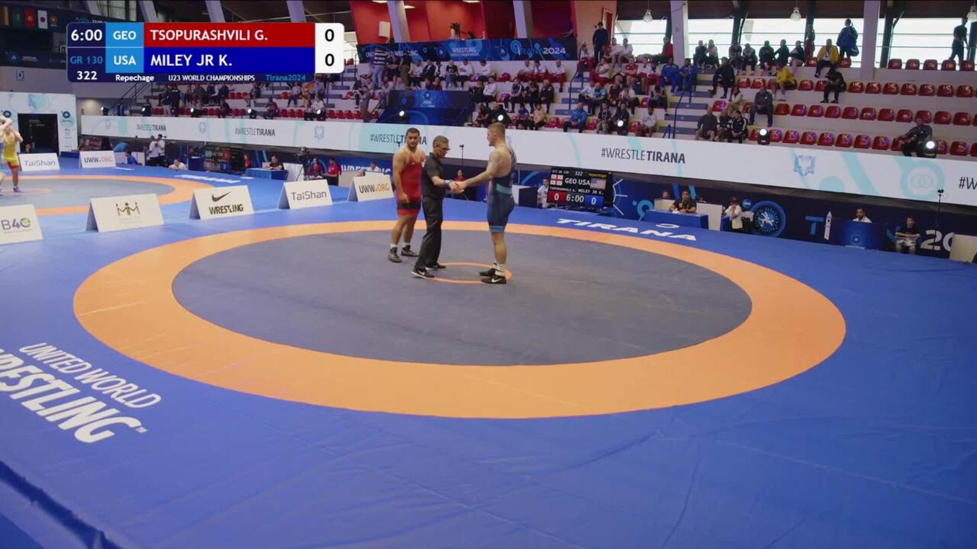 Giorgi TSOPURASHVILI (GEO) vs. Keith Anthony MILEY JR (USA) | 2024 U23 ...