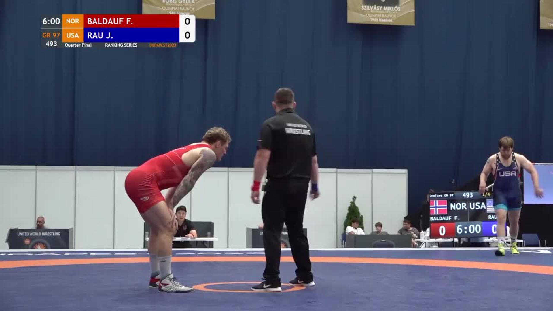 Quarter Final • GR 97Kg • Felix BALDAUF (NOR) vs. Josef Patrick RAU (USA)
