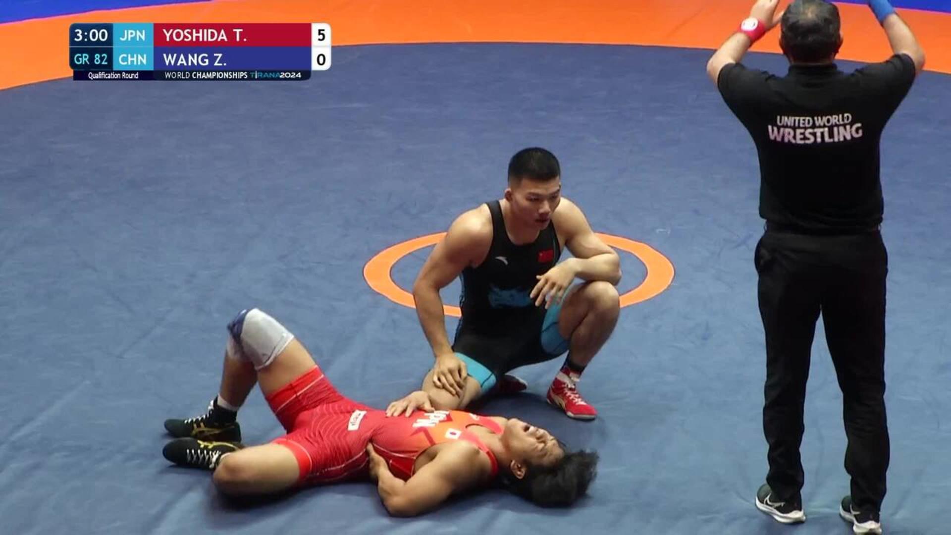 Taizo YOSHIDA (JPN) vs. Zhihuan WANG (CHN) | WORLD CHAMPIONSHIPS 2024 | Qualification | GR 82Kg