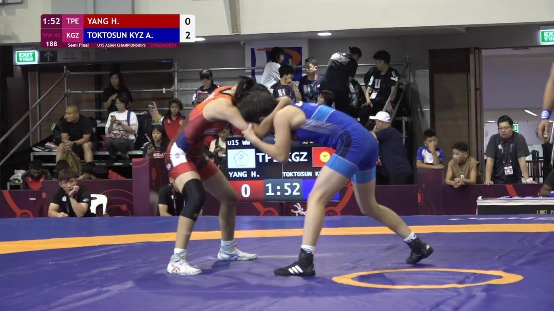 Hsiang Han YANG (TPE) vs. Asel TOKTOSUN KYZY (KGZ) | U15 ASIAN CHAMPIONSHIPS 2024 | Semi Final ...
