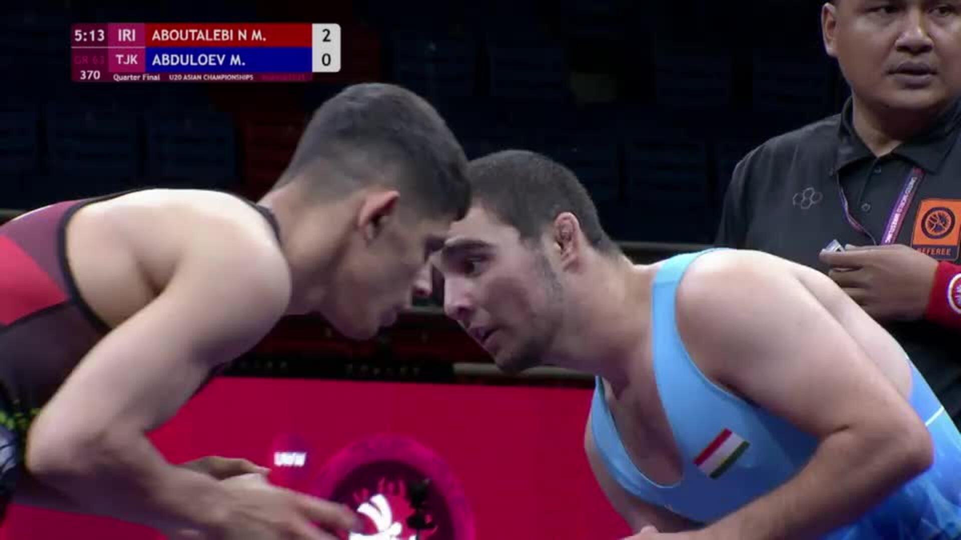 Mohammad Javad Mohammad ABOUTALEBI NAVID (IRI) vs. Muhammadjon ABDULOEV (TJK) | U20 ASIAN ...