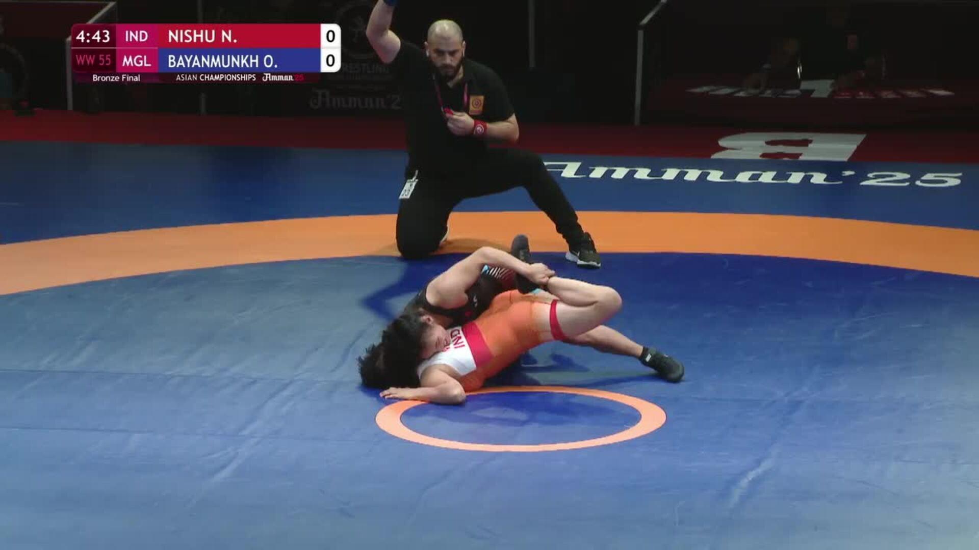 Nishu NISHU (IND) vs. Otgontuya BAYANMUNKH (MGL) | ASIAN WRESTLING CHAMPIONSHIPS 2025 | Bronze ...