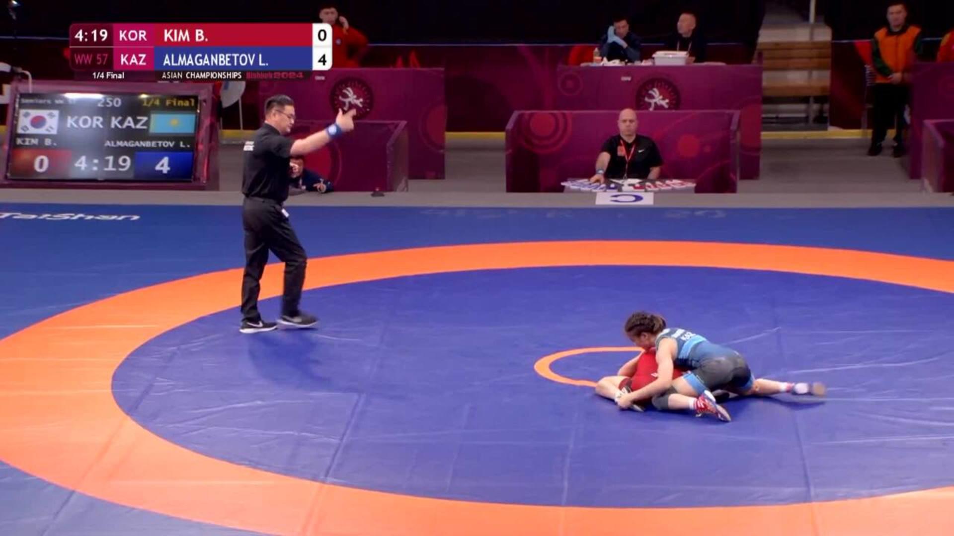 Bogyeong KIM (KOR) vs. Laura ALMAGANBETOVA (KAZ) | 2024 Seniors Asian Championships | Quarter ...