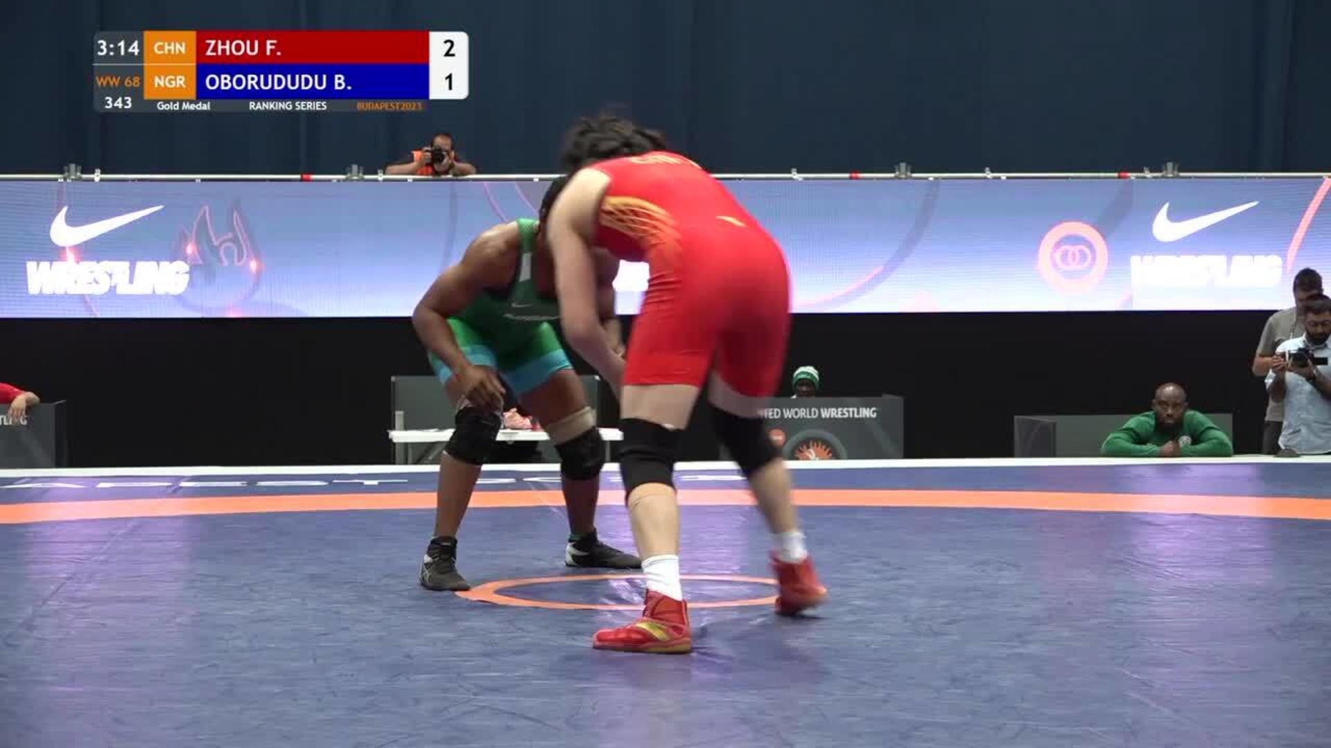 Gold Medal • WW 68Kg • Feng ZHOU (CHN) vs. Blessing OBORUDUDU (NGR)