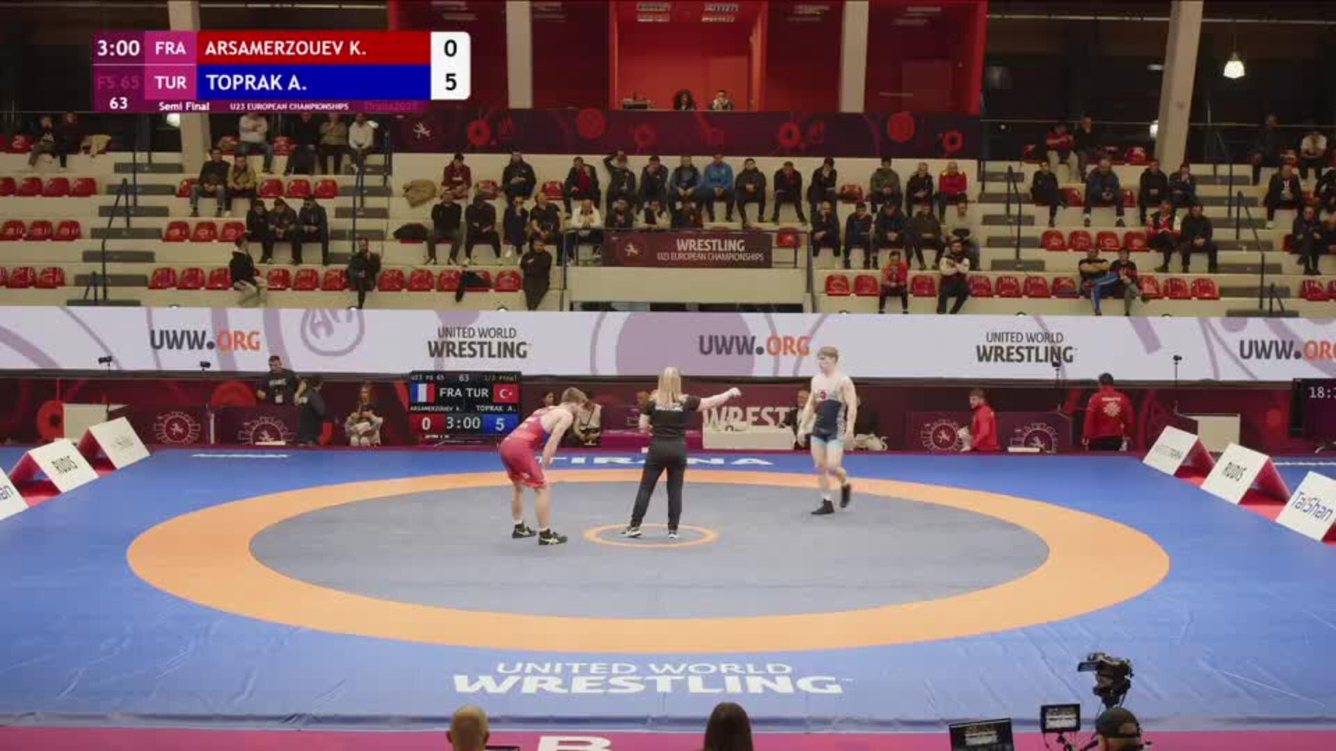 Khamzat Timourovitch ARSAMERZOUEV (FRA) vs. Abdullah TOPRAK (TUR) | U23 ...