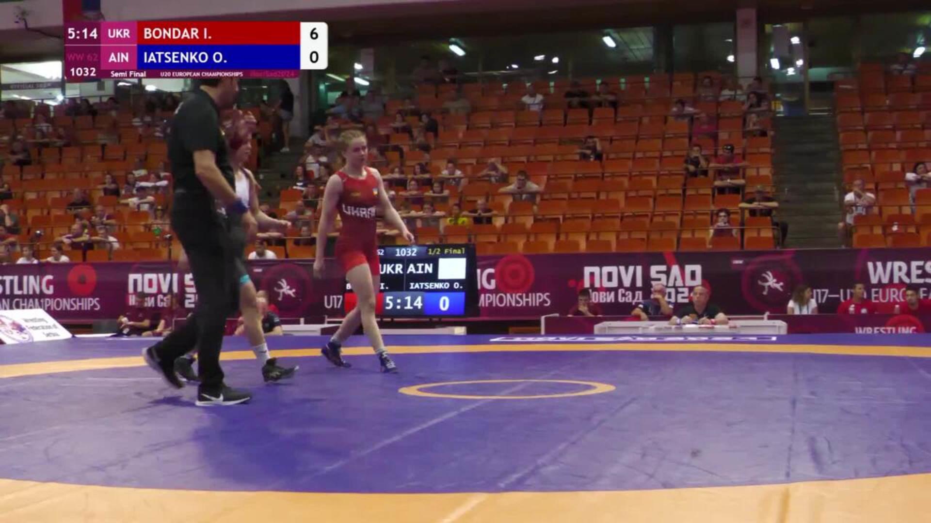 Iryna BONDAR (UKR) vs. Olga IATSENKO (AIN) | U20 EUROPEAN CHAMPIONSHIPS ...