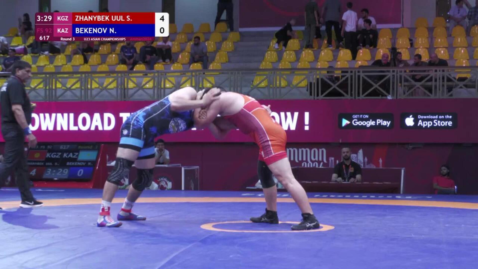 Stambul ZHANYBEK UULU (KGZ) vs. Nurdaulet BEKENOV (KAZ) | U23 ASIAN CHAMPIONSHIPS 2024 | Round 3 ...