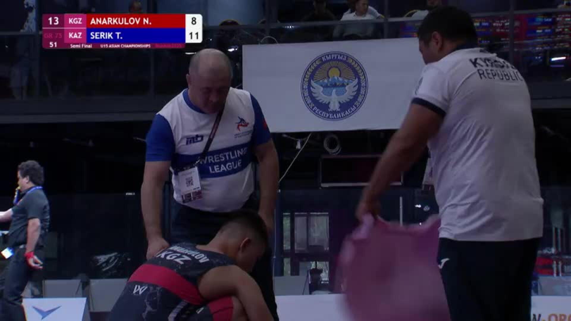 Nurdin ANARKULOV (KGZ) vs. Temirlan SERIK (KAZ) | U15 ASIAN ...