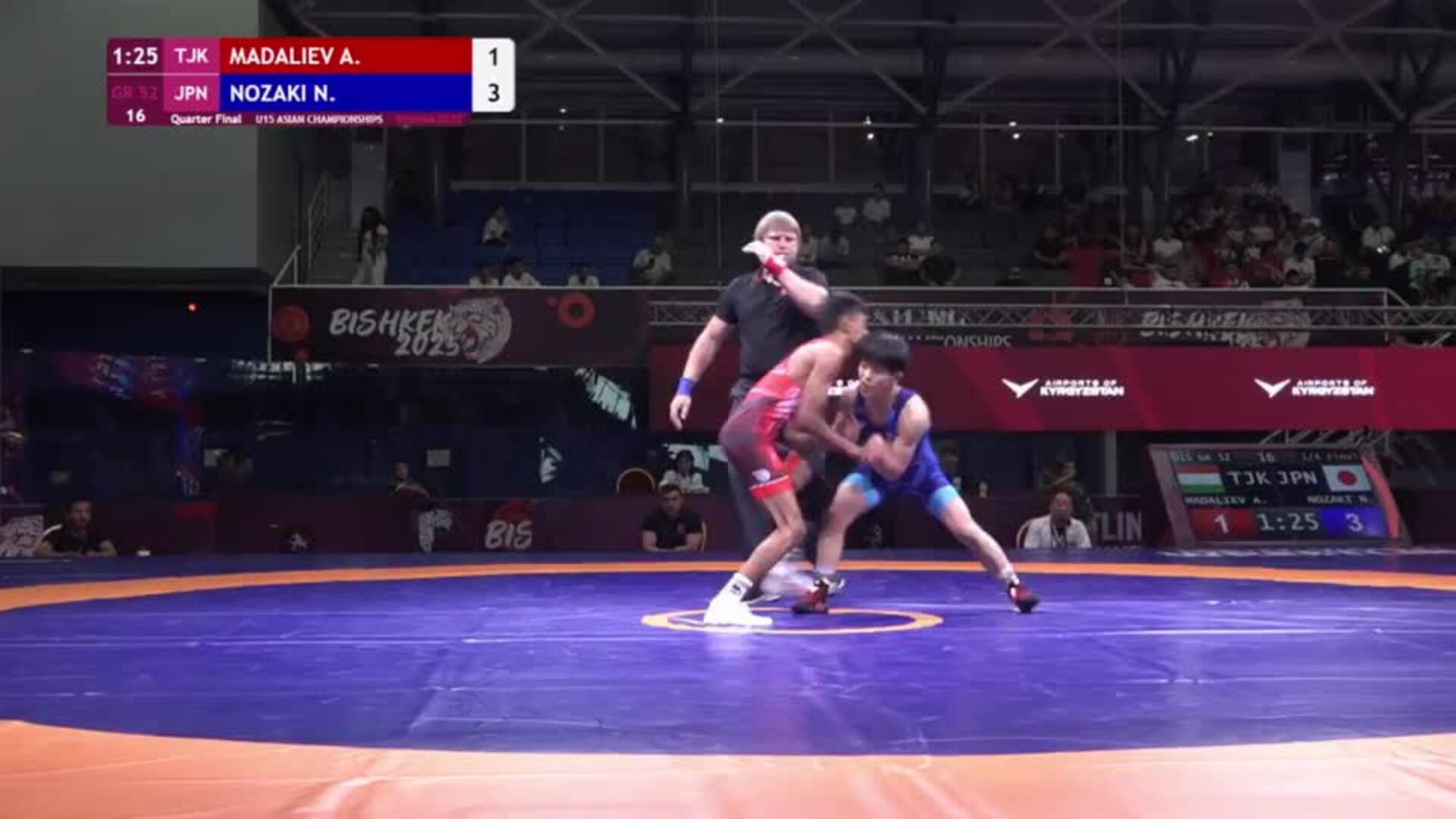 Abdullo MADALIEV (TJK) vs. Naoto NOZAKI (JPN) | U15 ASIAN CHAMPIONSHIPS 2025 | Quarter Final ...
