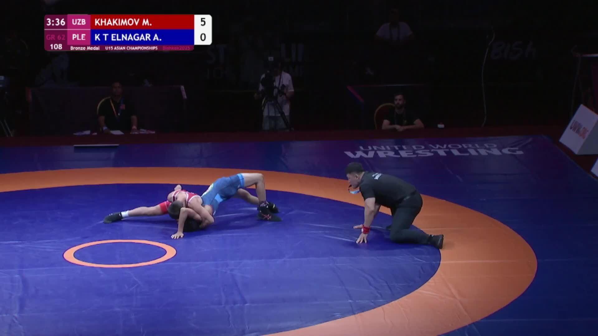 Muhammadrasul KHAKIMOV (UZB) vs. Adam K T ELNAGAR (PLE) | U15 ASIAN ...