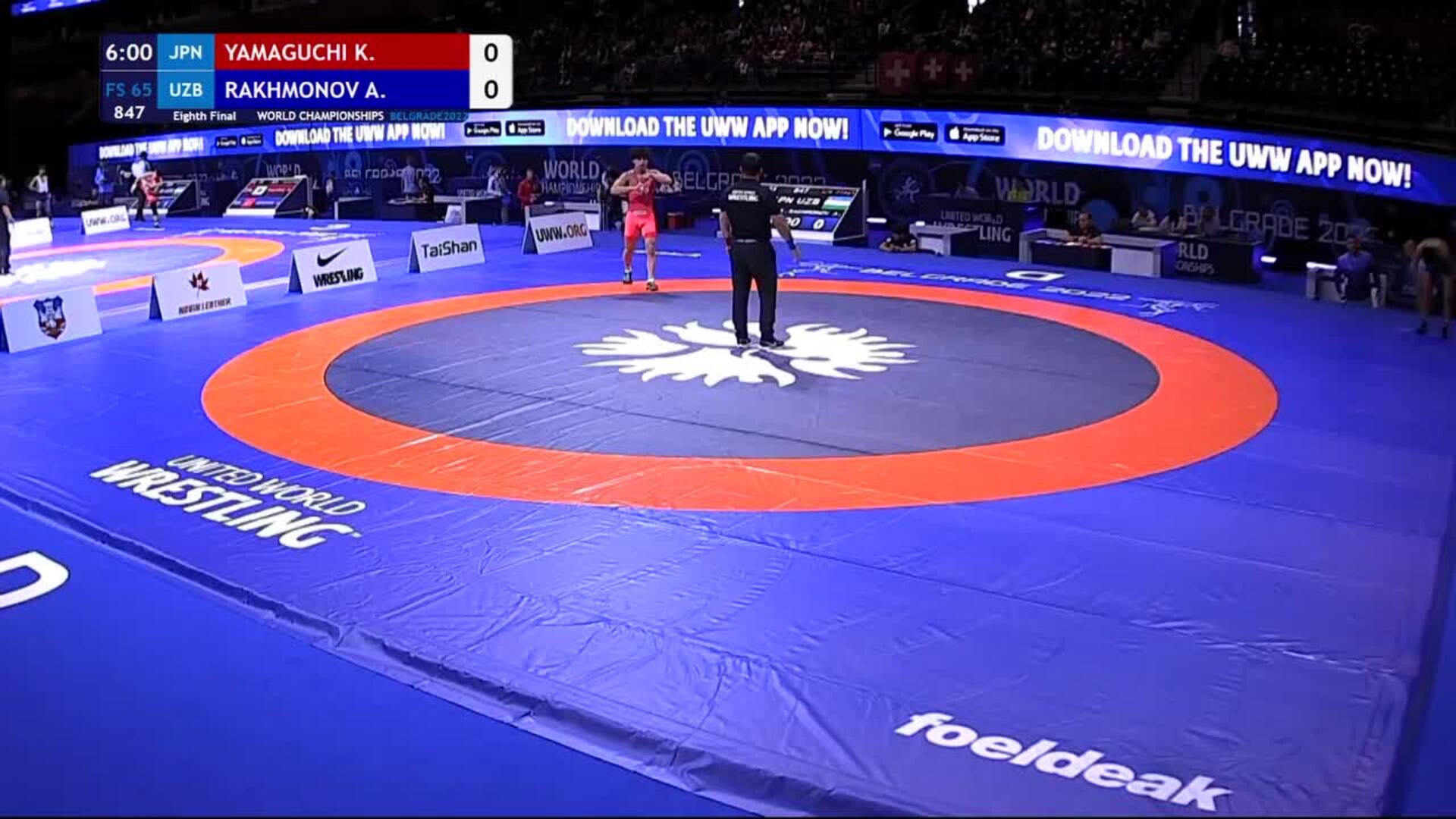 Eighth Final • FS 65Kg • Kaiki YAMAGUCHI (JPN) vs. Abbos RAKHMONOV (UZB)