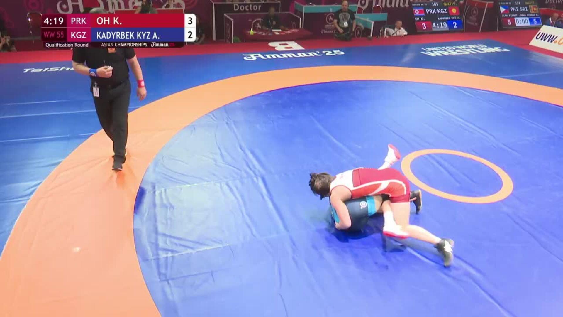 Kyong Ryong OH (PRK) vs. Aruuke KADYRBEK KYZY (KGZ) | ASIAN WRESTLING ...