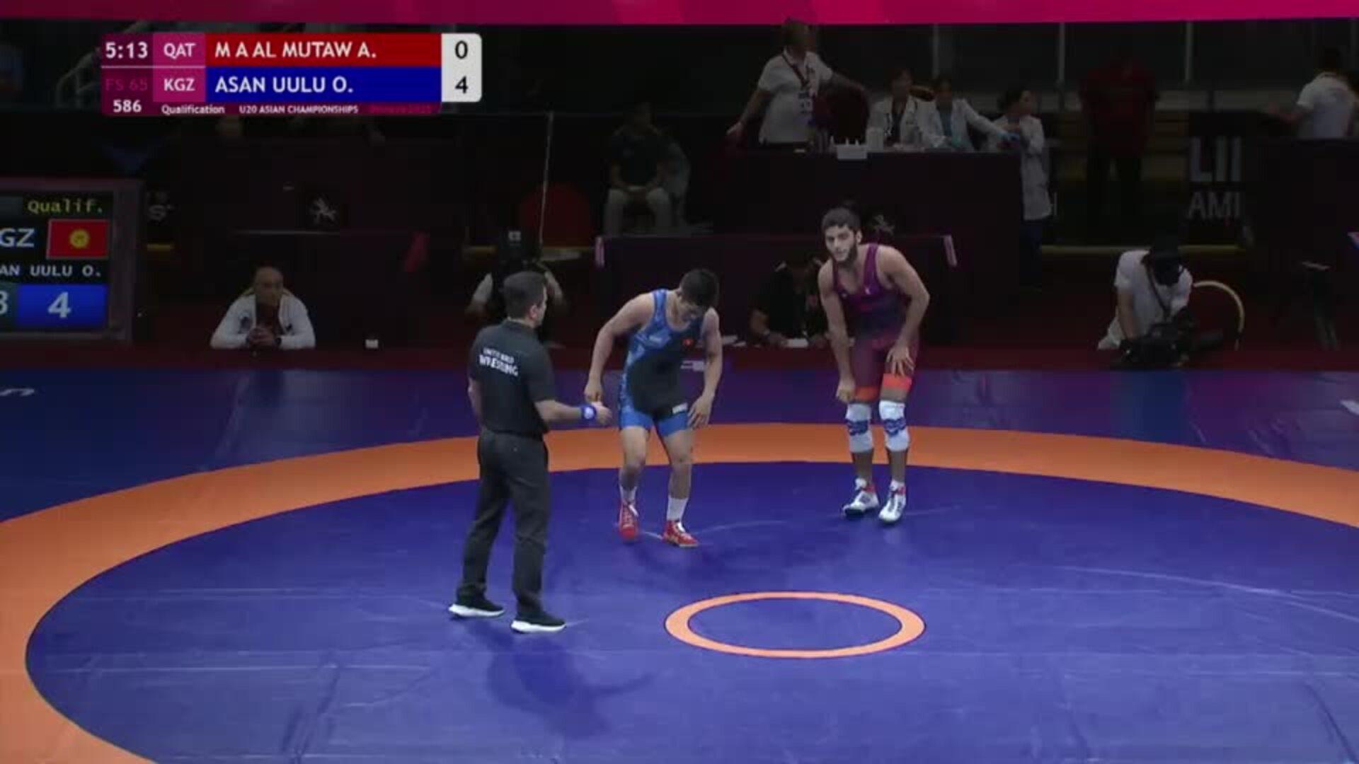Ali Adel M A AL MUTAWA (QAT) vs. Omurbek ASAN UULU (KGZ) | U20 ASIAN ...