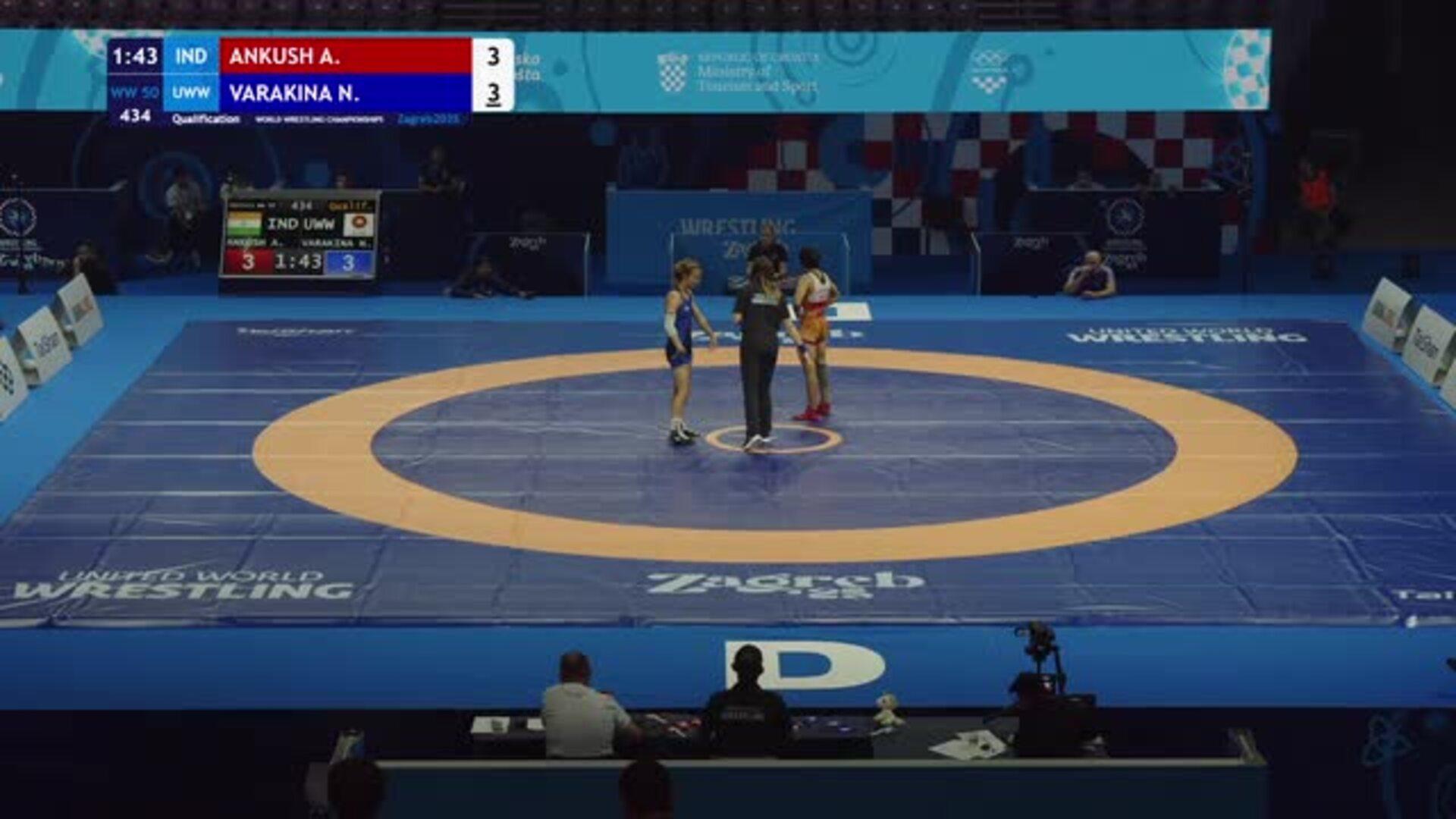 Ankush ANKUSH (IND) vs. Natallia VARAKINA (UWW) | WORLD WRESTLING ...