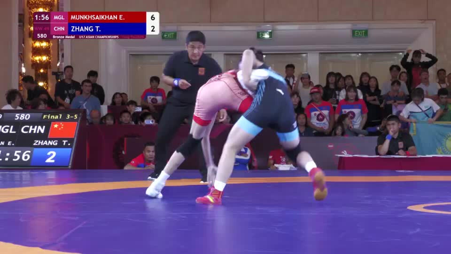 Enerel MUNKHSAIKHAN (MGL) vs. Tong ZHANG (CHN) | U17 ASIAN CHAMPIONSHIPS 2025 | Bronze Medal ...