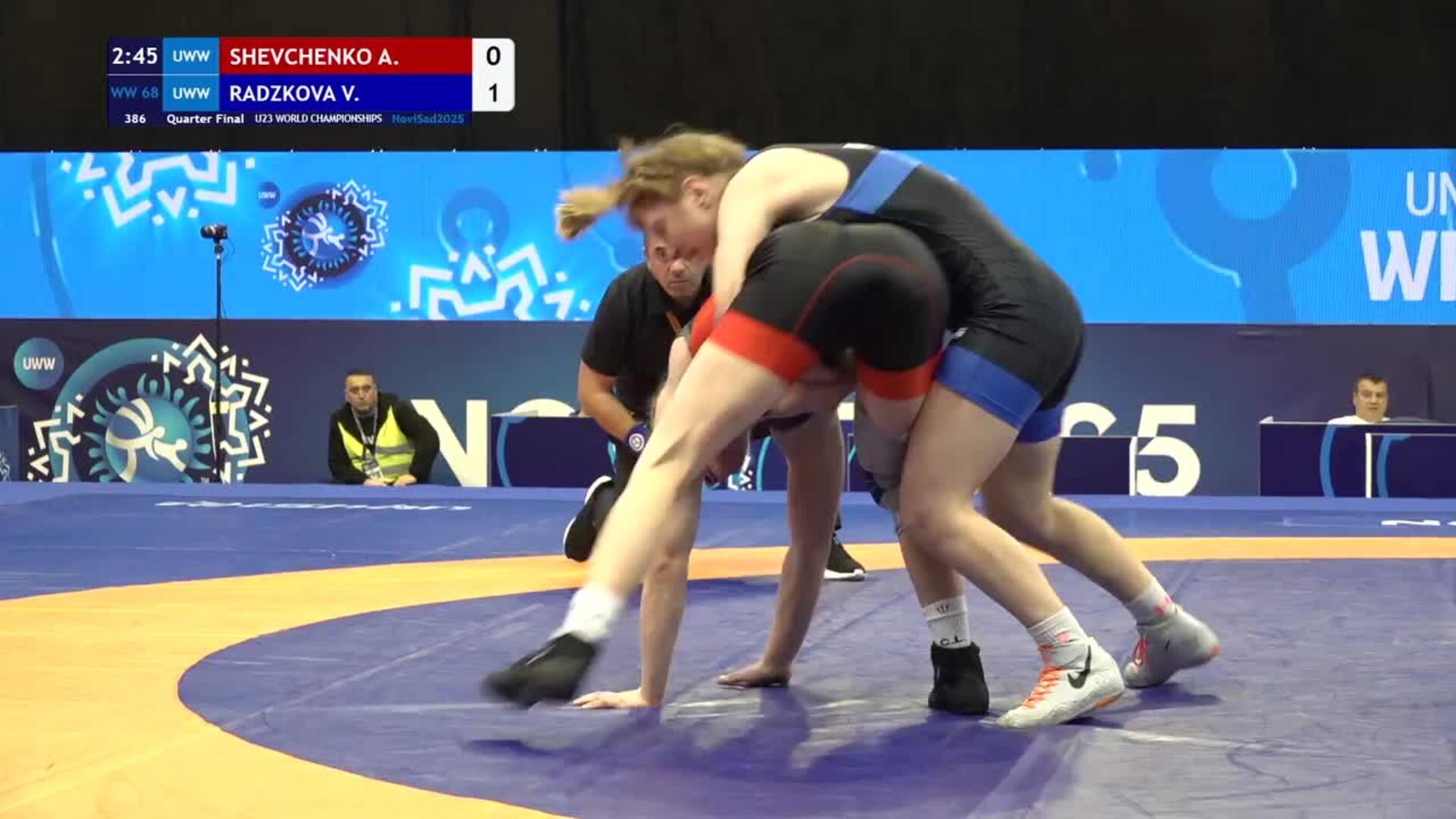 Alina SHEVCHENKO (UWW) vs. Viktoryia RADZKOVA (UWW) | U23 WORLD ...
