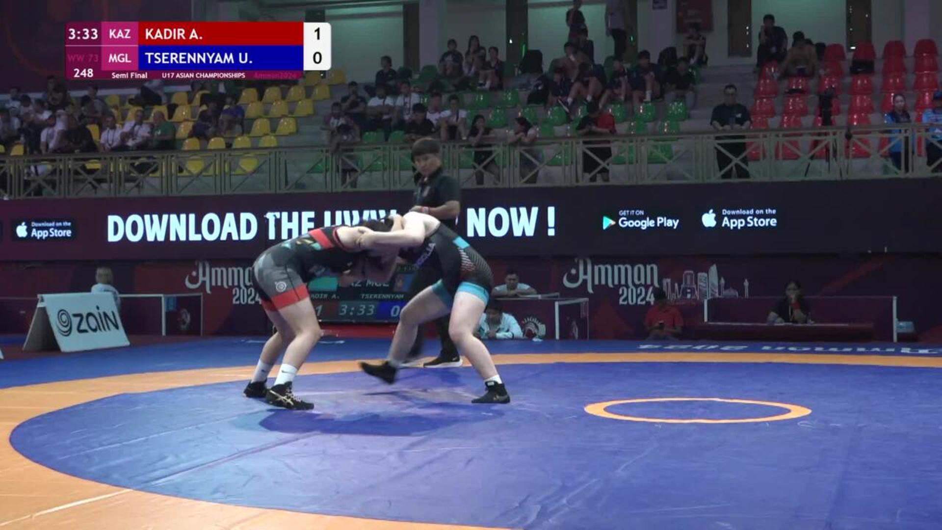 Akbota KADIR (KAZ) vs. Uranzaya TSERENNYAM (MGL) | U17 ASIAN CHAMPIONSHIPS 2024 | Semi Final ...
