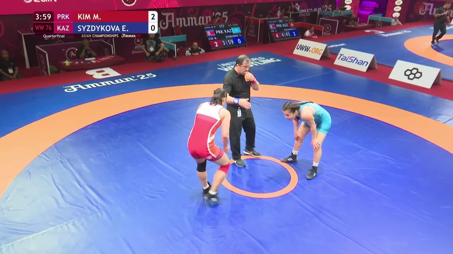 Mi Hyang KIM (PRK) vs. Elmira SYZDYKOVA (KAZ) | ASIAN WRESTLING CHAMPIONSHIPS 2025 | Quarter ...