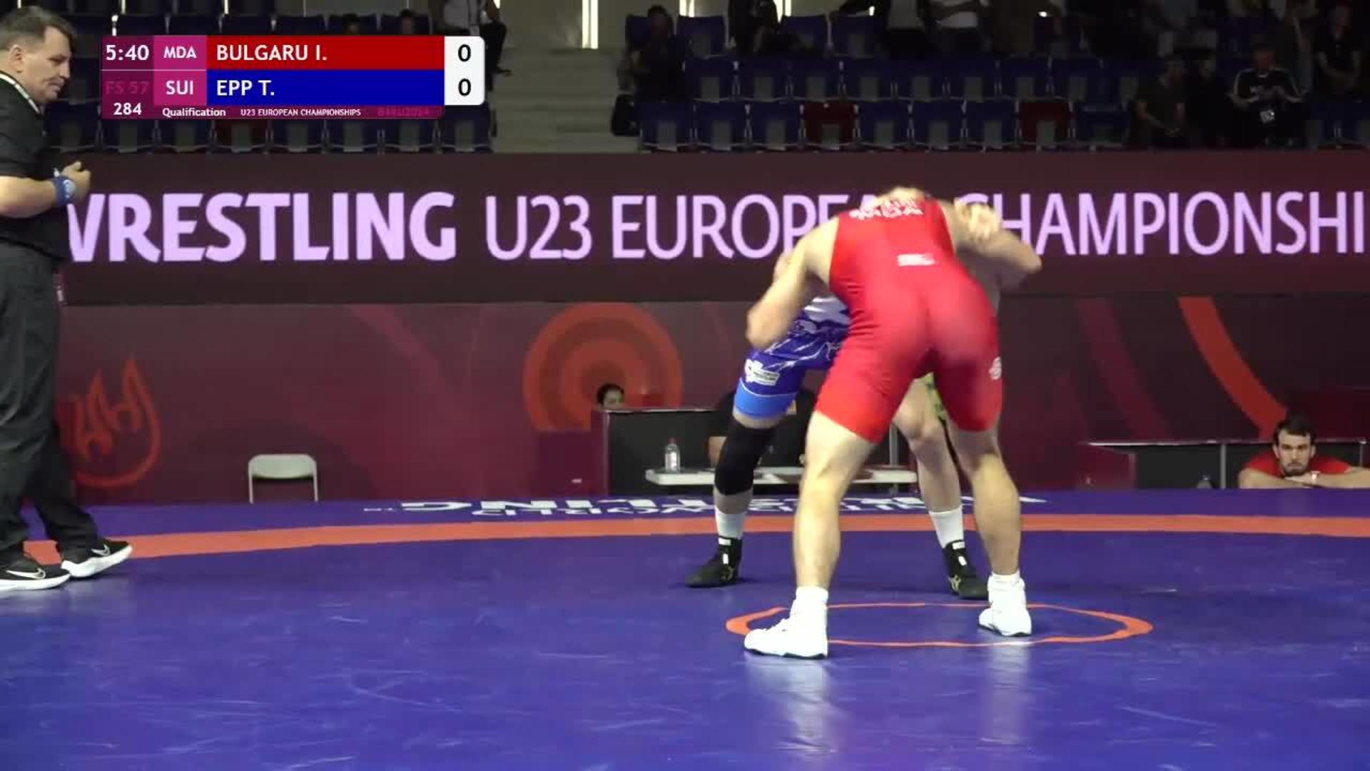 Ion BULGARU (MDA) vs. Thomas EPP (SUI) | U23 EUROPEAN CHAMPIONSHIPS 2024 | Qualification | FS 57Kg