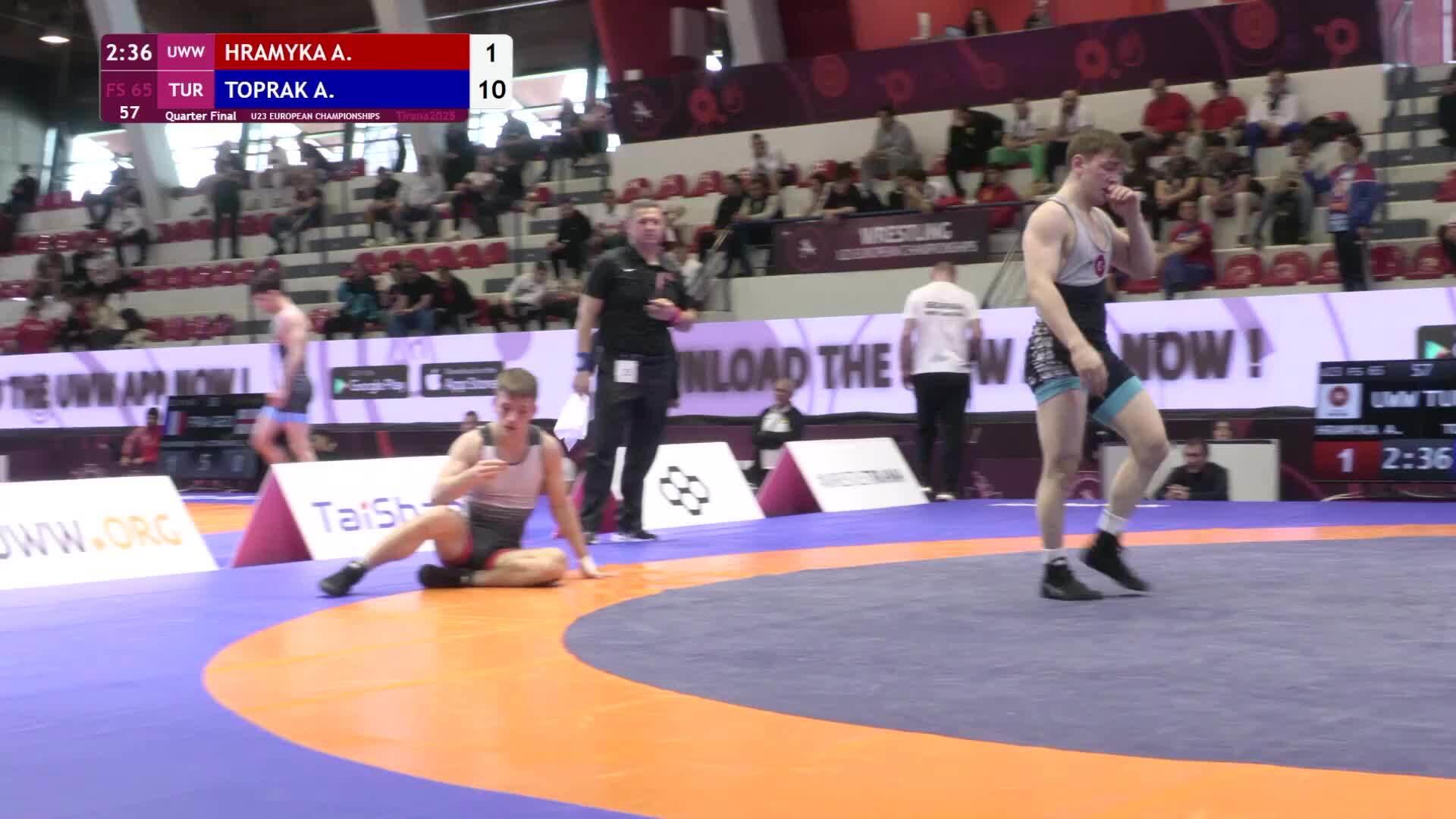 Anatoli HRAMYKA (UWW) vs. Abdullah TOPRAK (TUR) | U23 EUROPEAN ...