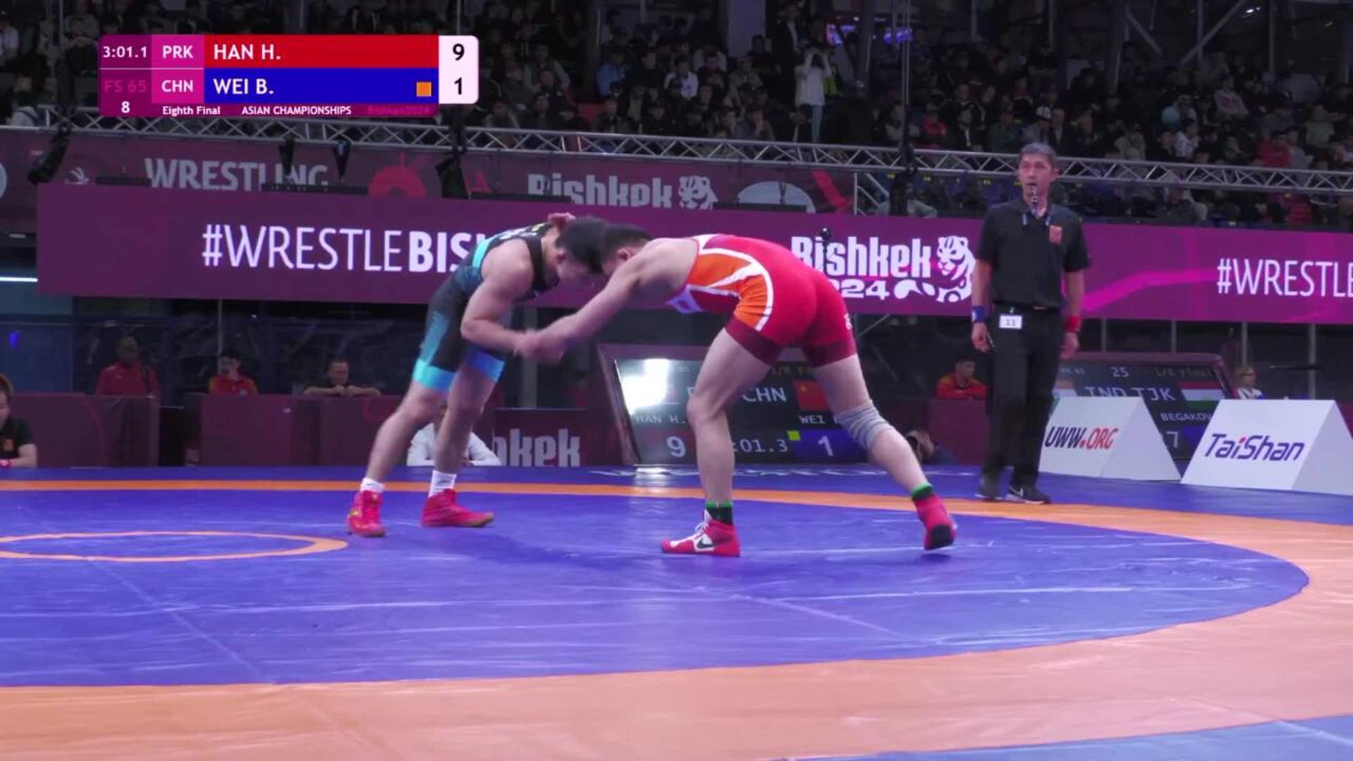 Hyon Song HAN (PRK) vs. Baowen WEI (CHN) | 2024 Seniors Asian ...