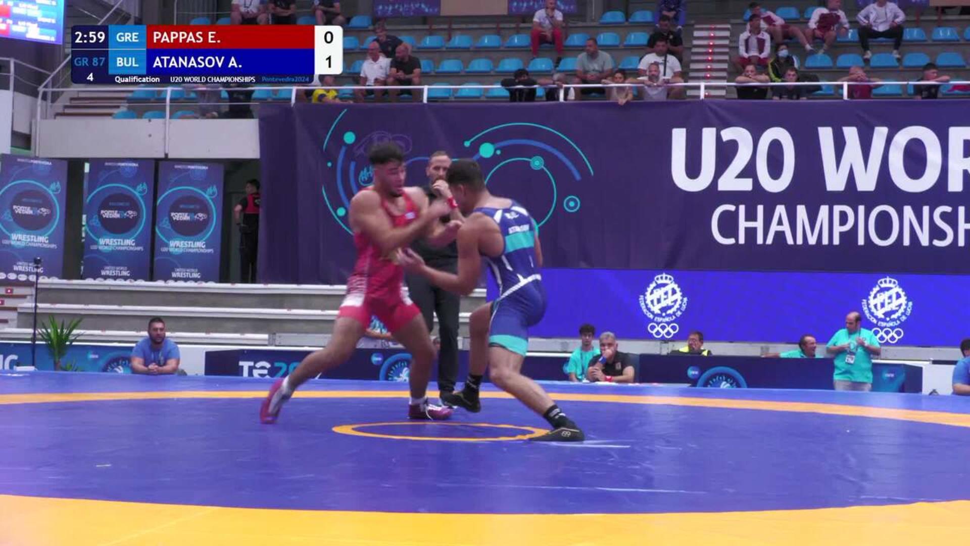Eleftherios PAPPAS (GRE) vs. Andrey Tomov ATANASOV (BUL) | U20 WORLD ...