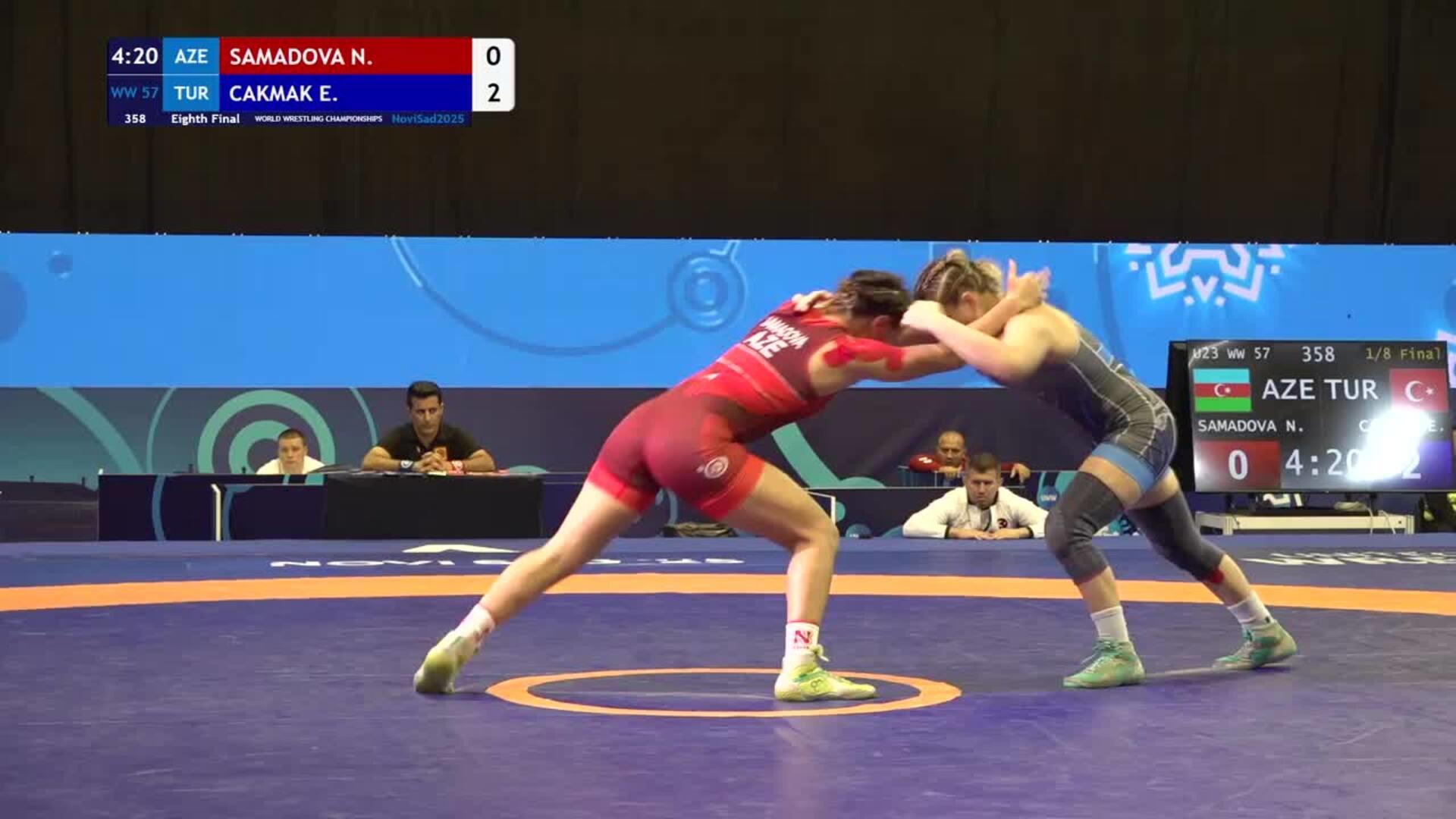 Nargiz SAMADOVA (AZE) vs. Emine CAKMAK (TUR) | WORLD WRESTLING ...