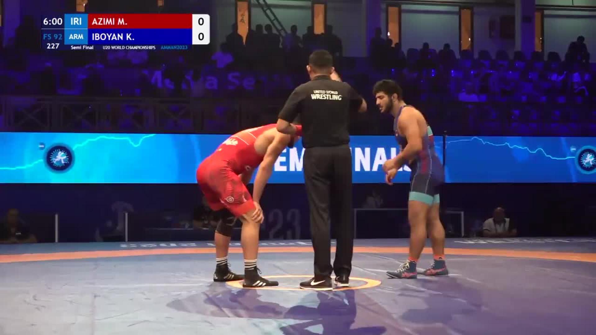 Semi Final • FS 92Kg • Mohammadmobin Gholamali AZIMI (IRI) vs. Knyaz IBOYAN (ARM)