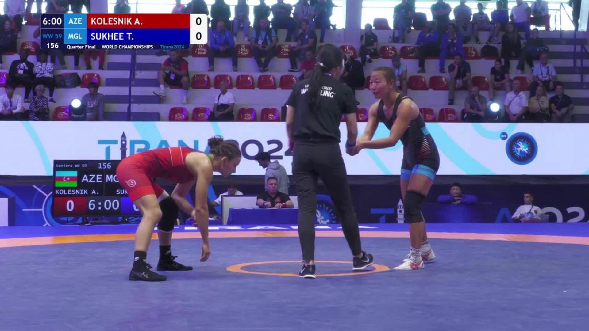 Alyona KOLESNIK (AZE) vs. Tserenchimed SUKHEE (MGL) | 2024 Seniors World Championships - Non ...