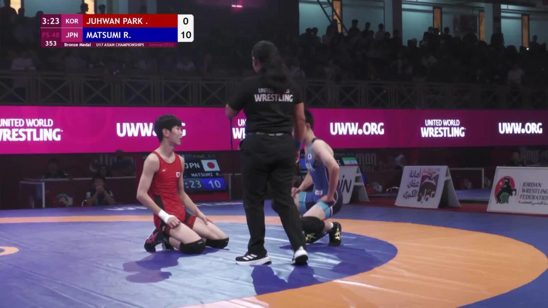 JUHWAN PARK (KOR) vs. Rikuto MATSUMI (JPN) | U17 ASIAN CHAMPIONSHIPS 2024 | Bronze Medal | FS 48Kg