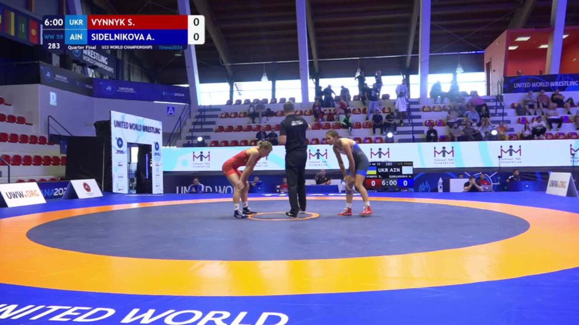 Solomiia VYNNYK (UKR) vs. Anastasiia SIDELNIKOVA (AIN) | 2024 U23 World Championships | Quarter ...