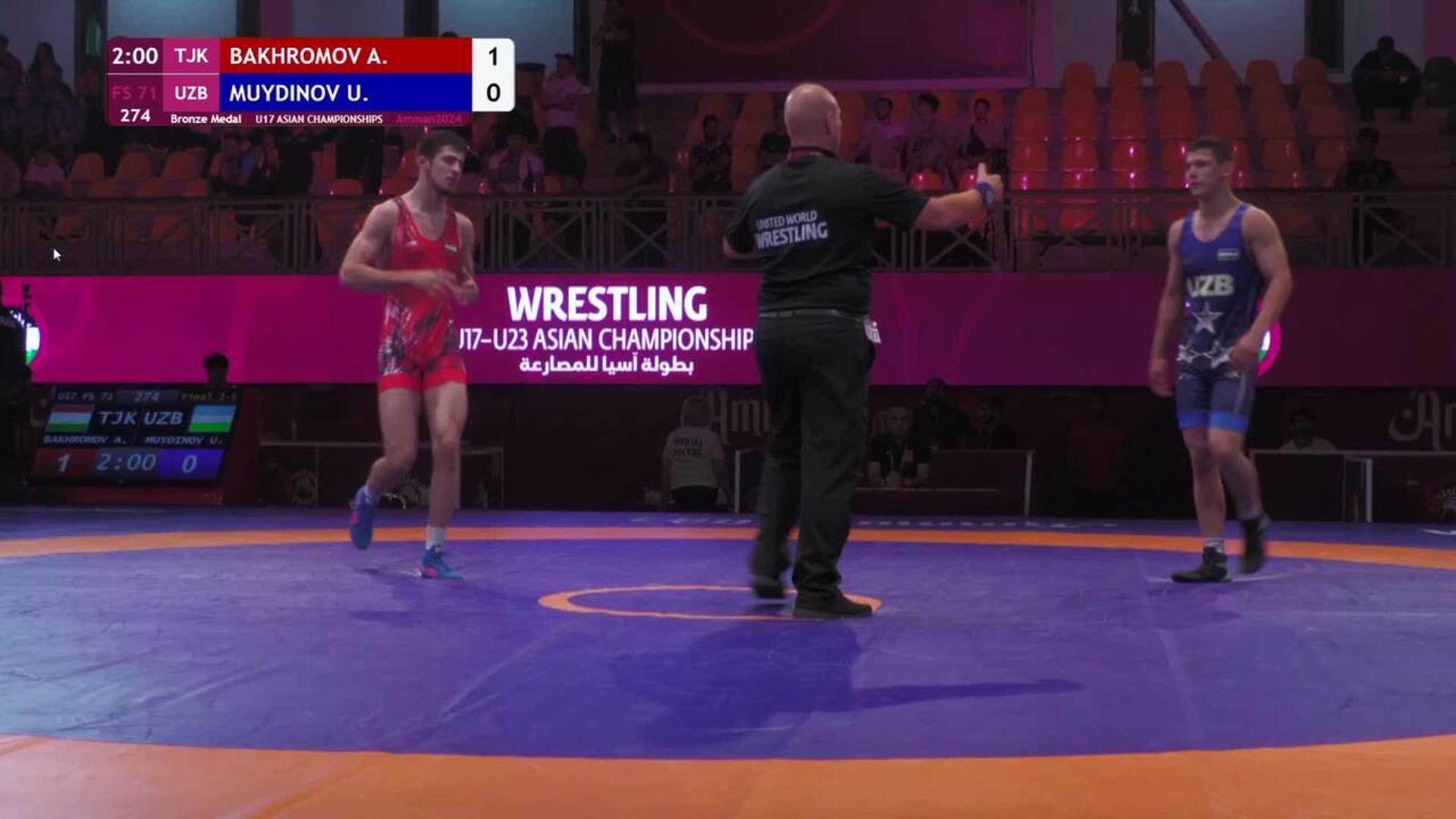 Alirizo BAKHROMOV (TJK) vs. Umarkhon MUYDINOV (UZB) | U17 ASIAN ...