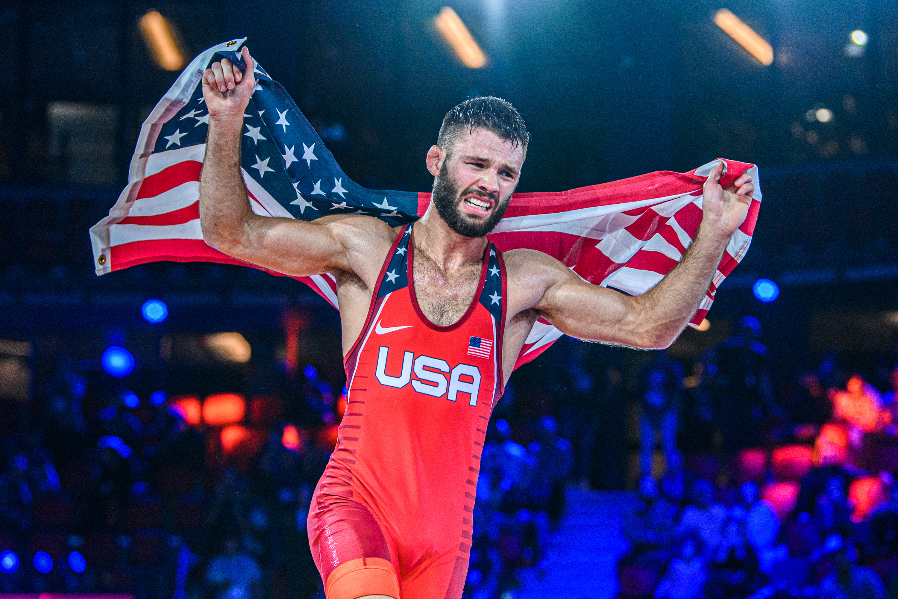 Thomas GILMAN (USA) defeated Alireza SARLAK (IRI) 5-3 to win the 57kg ...