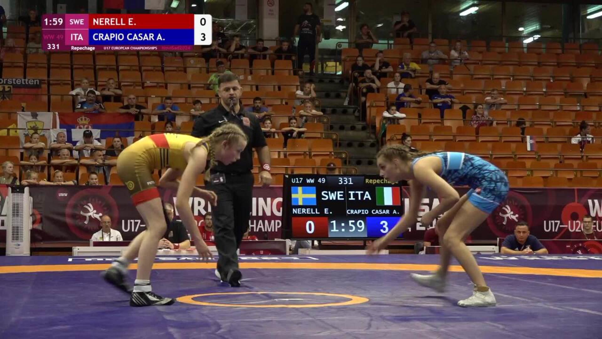 Emmy Brita Theresia NERELL (SWE) vs. Angela CRAPIO CASAROLA (ITA) | U17 ...