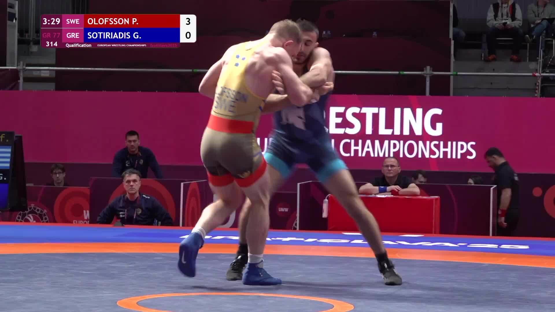 Per Albin OLOFSSON (SWE) vs. Georgios Theodoros SOTIRIADIS (GRE) | EUROPEAN WRESTLING ...
