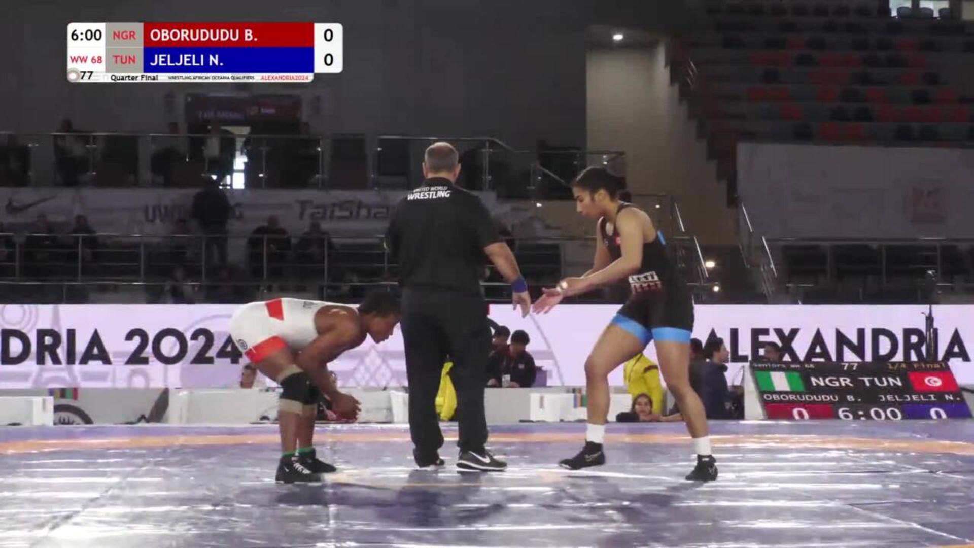 Blessing OBORUDUDU (NGR) vs. Nour JELJELI (TUN) | 2024 Seniors African and Oceania OG Qualifier ...