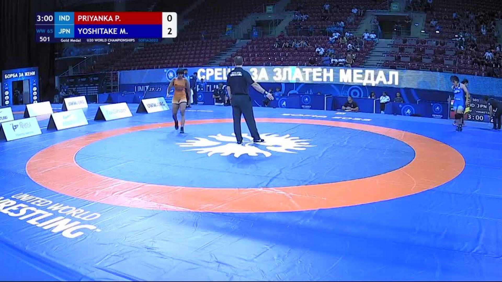GOLD WW - 65 kg: P. PRIYANKA (IND) v. M. YOSHITAKE (JPN)
