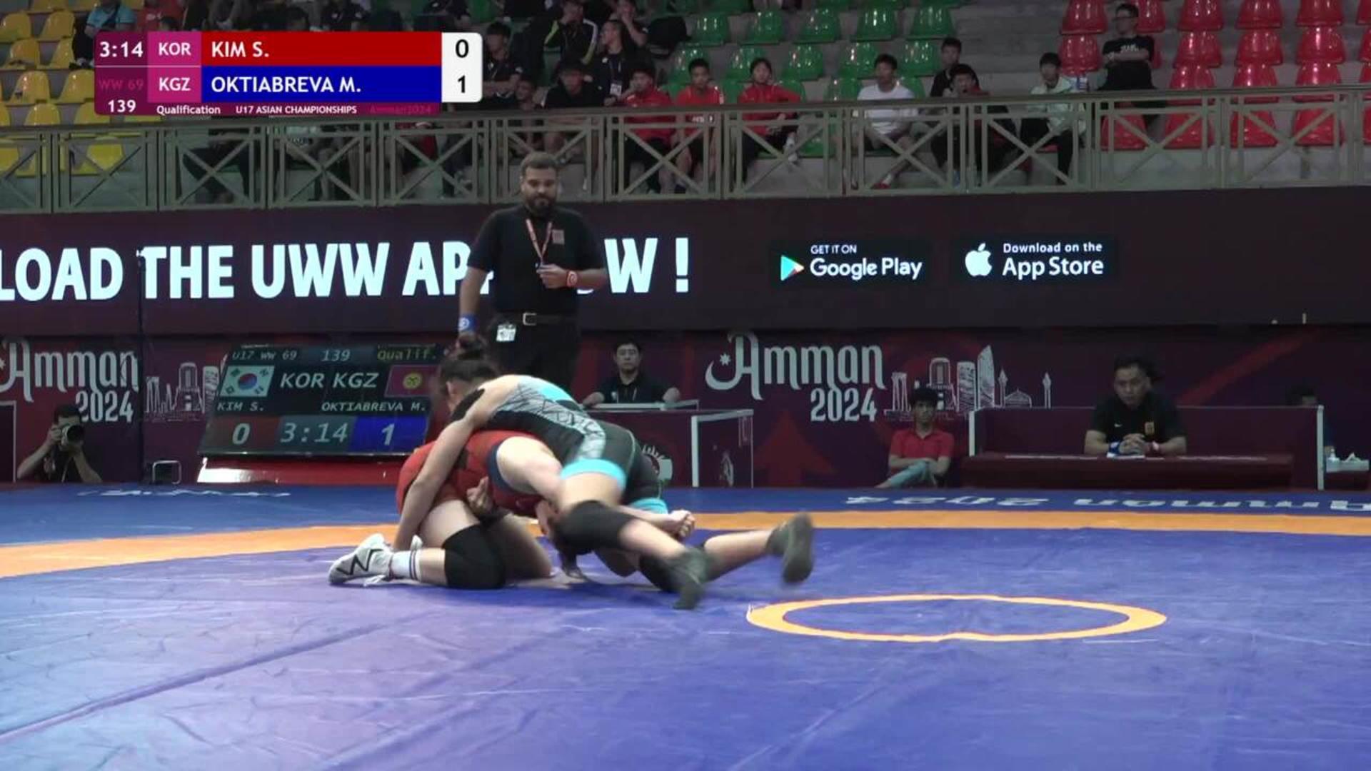 Sehee KIM (KOR) vs. Meruert Altynbekovna OKTIABREVA (KGZ) | U17 ASIAN ...