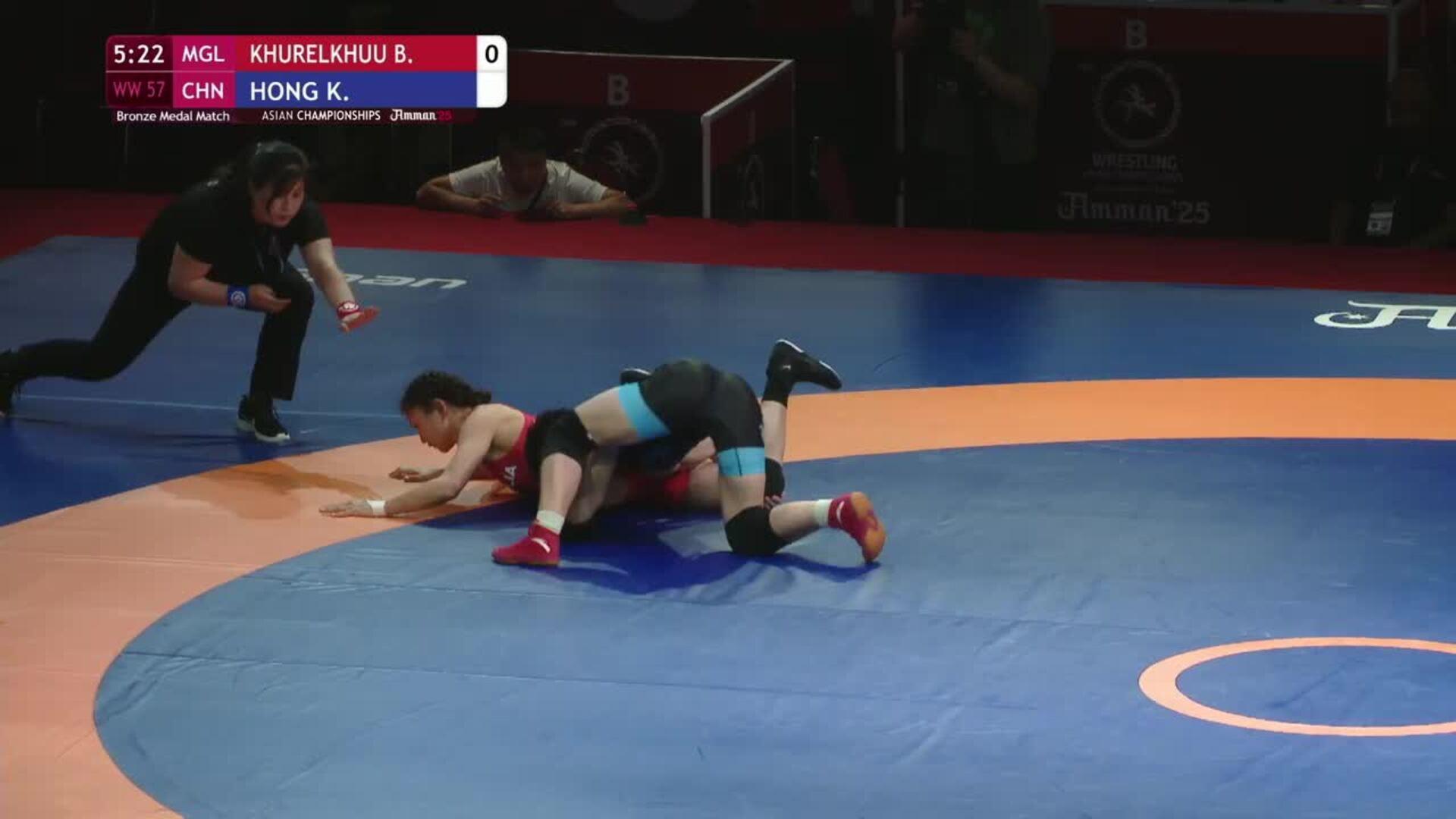 Bolortuya KHURELKHUU (MGL) vs. Kexin HONG (CHN) | ASIAN WRESTLING CHAMPIONSHIPS 2025 | Bronze ...