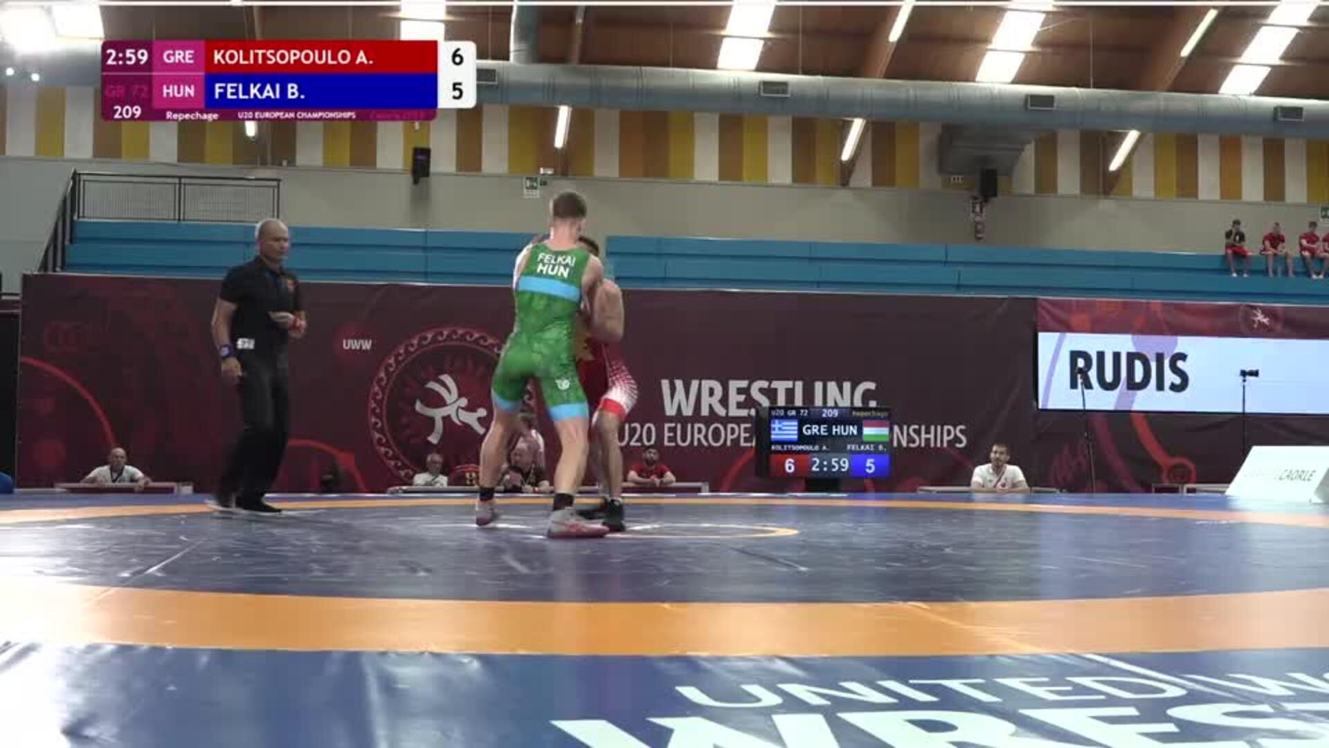 Arionas KOLITSOPOULOS (GRE) vs. Bendeguz Attila FELKAI (HUN) | U20 ...