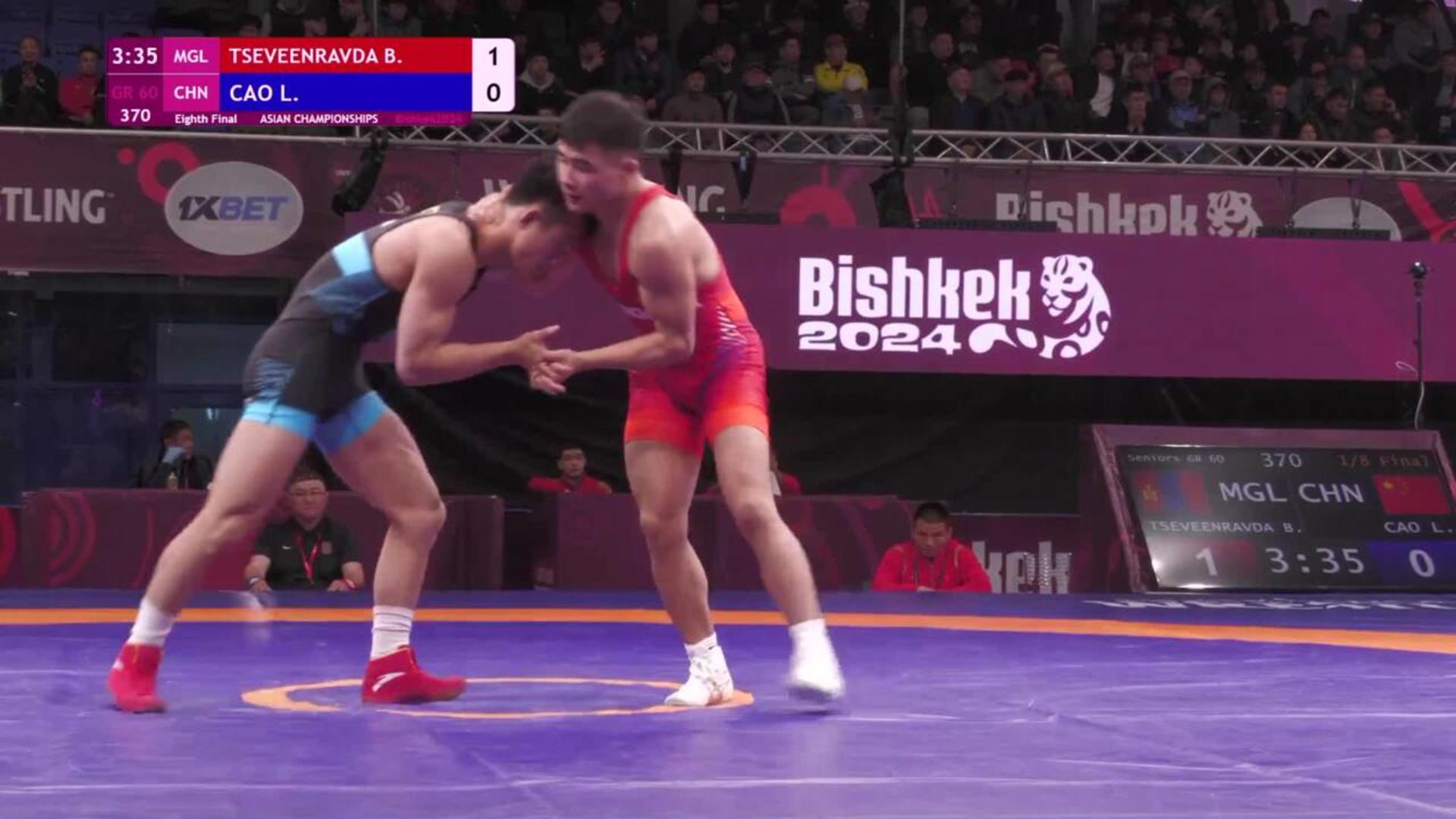 Baljinnyam TSEVEENRAVDAN (MGL) vs. Liguo CAO (CHN) | 2024 Seniors Asian ...